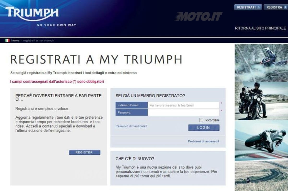 Nuovo sito Internet Triumph - News - Moto.it