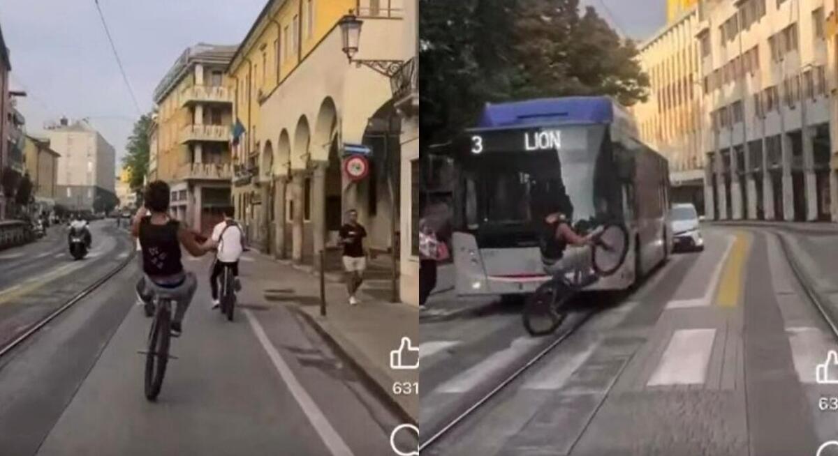 Padova, impenna in bici contromano schivando gli autobus. Il modo ...